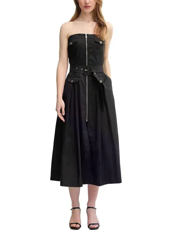 GAUDI Belted Zip-up Midi Dress - Black