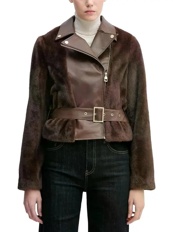 GAUDI Belted Zip-up Jacket - Brown