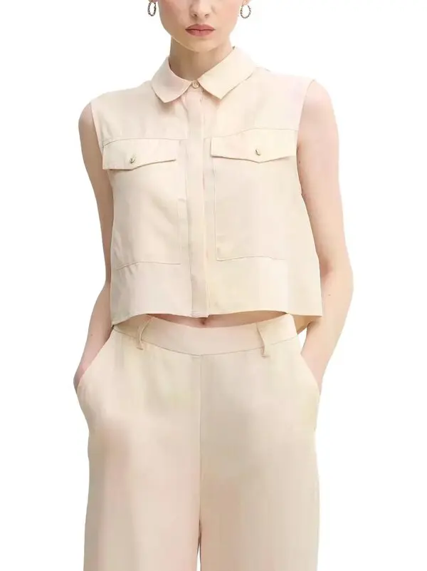GAUDI Polo-collar Sleeveless Shirt - Neutrals