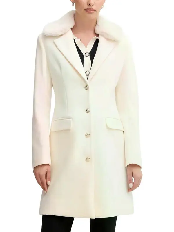 GAUDI Button-up Coat With Faux-fur Collar - Neutrals