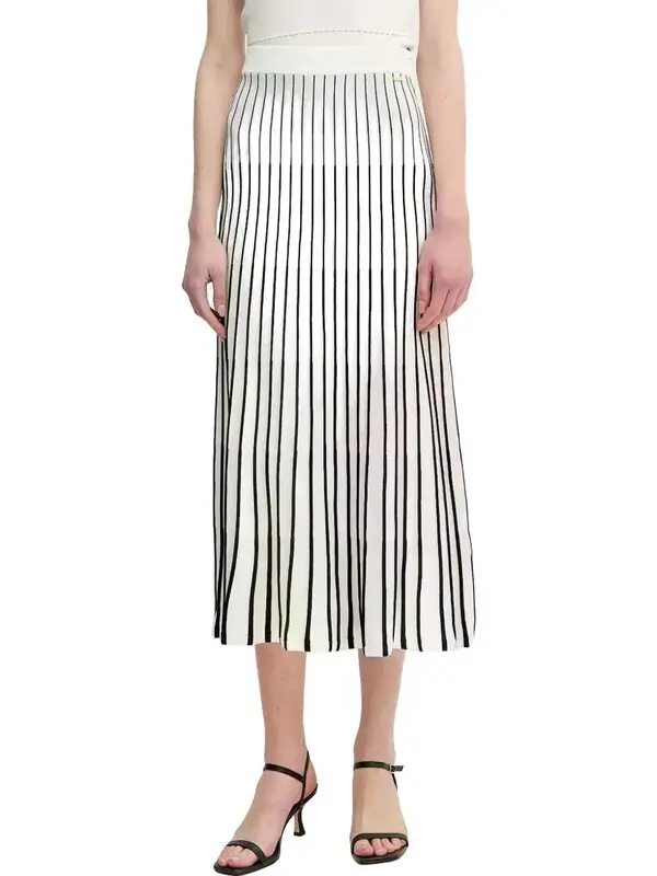 GAUDI Striped Midi Skirt - White