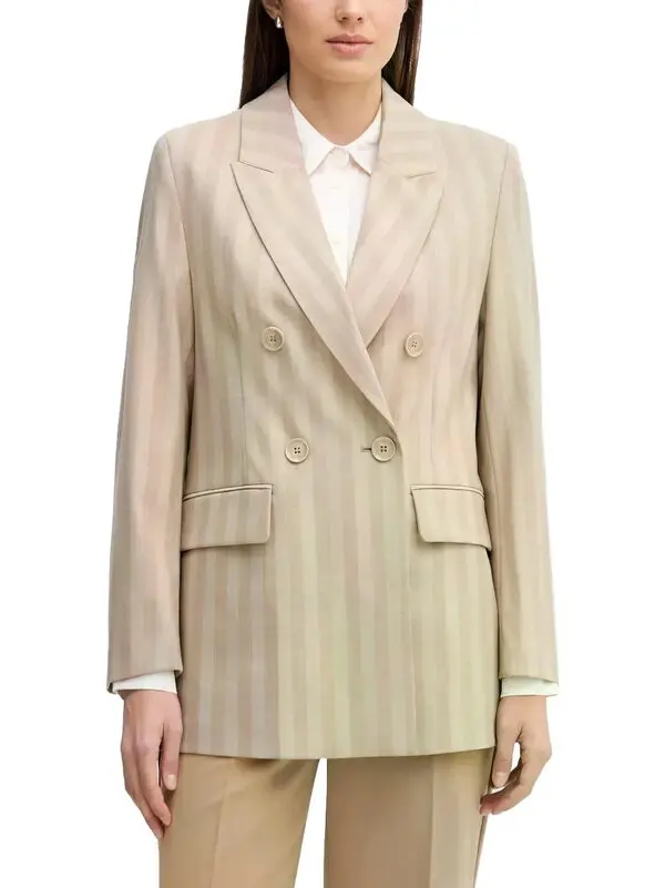 Sisley Striped Double-breasted Blazer - Neutrals