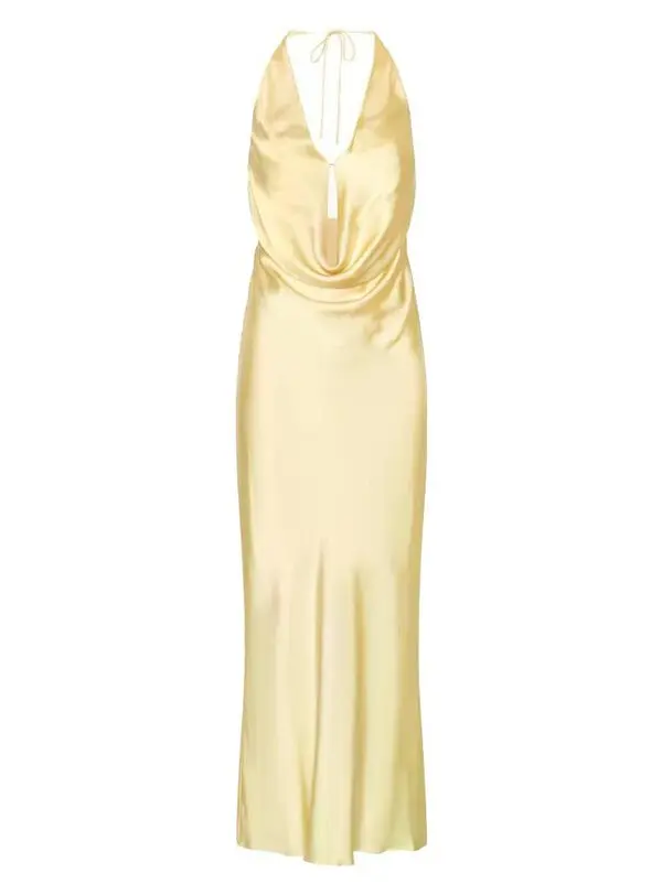 ROTATE BY BIRGER CHRISTENSEN Halter Chiffon Maxi Dress - Yellow