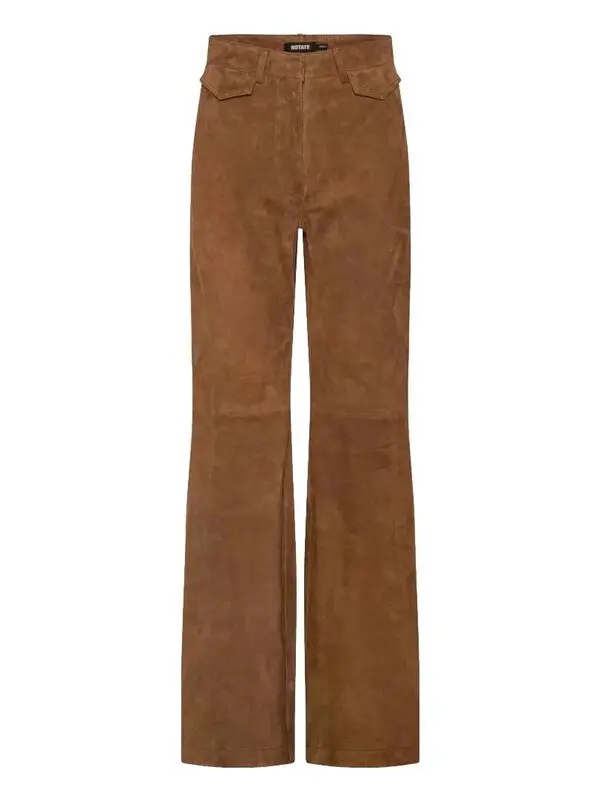 ROTATE BY BIRGER CHRISTENSEN High-waisted Suede Trousers - Brown