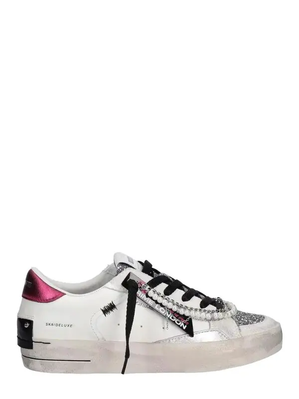 CRIME LONDON Glitter Pearl Trim Sneakers - White