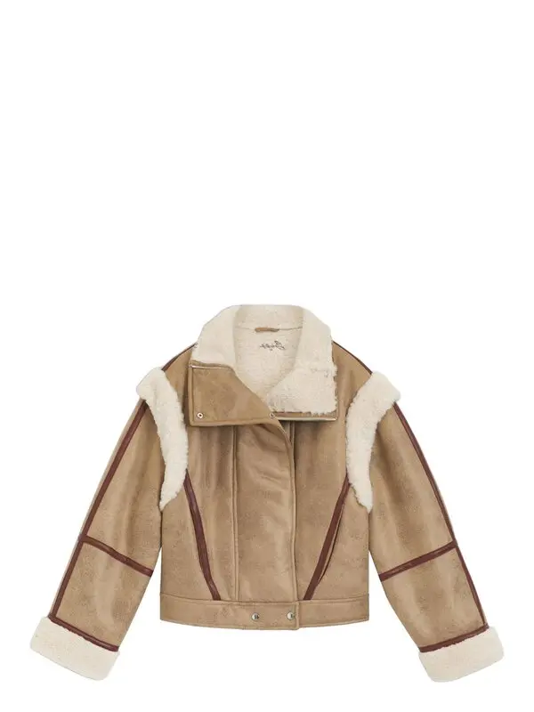 BOSS Faux Shearling Detachable-sleeve Jacket - Brown