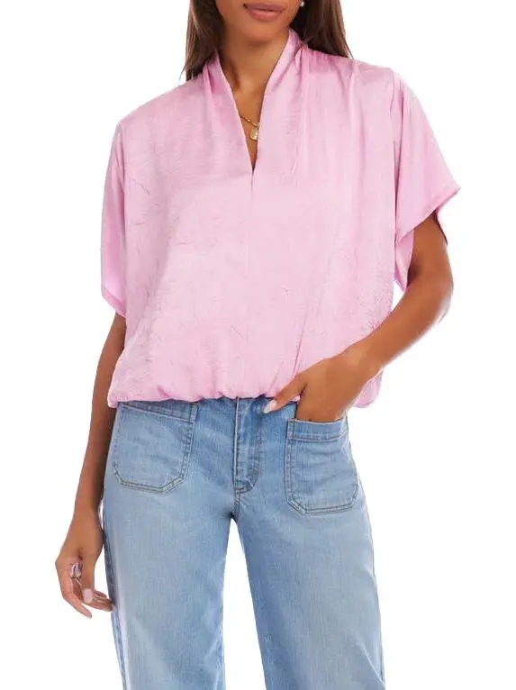 Karen Kane Crushed Satin V-neck Top - Pink