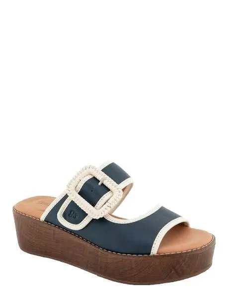 Gentle Souls Vadylin Platform Wedge Slide Sandal - Navy Leather