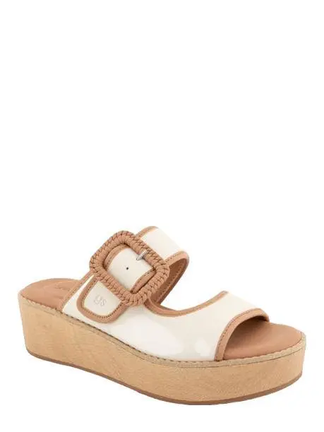 Gentle Souls Vadylin Platform Wedge Slide Sandal - Stone Leather