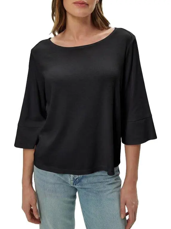 Michael Stars Rosalynn Boat Neck Knit Top - Black