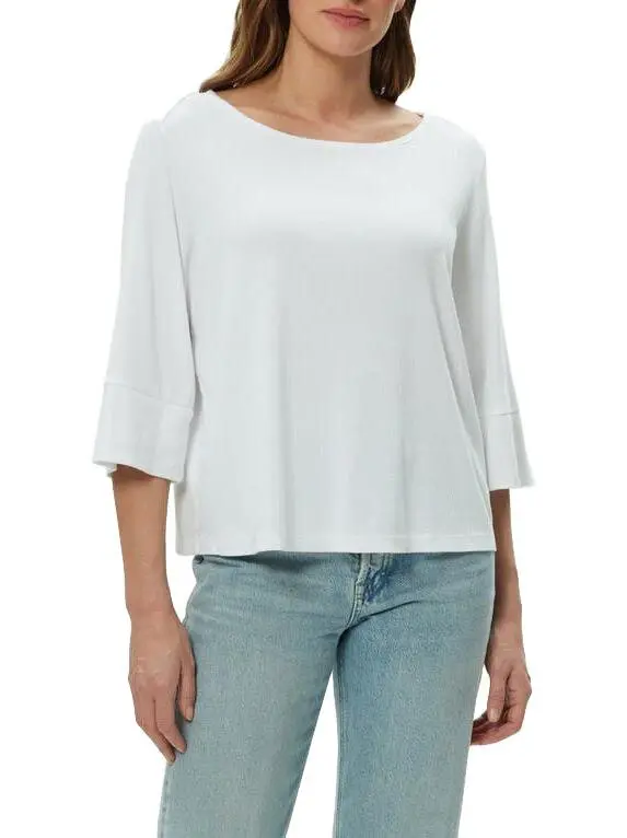 Michael Stars Rosalynn Boat Neck Knit Top - White