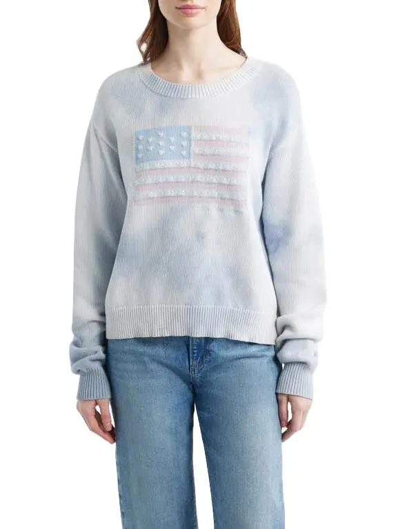 LoveShackFancy Lace Flag Cotton Sweater - Selvedge Sky