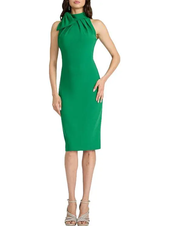 Tadashi Shoji Tie Neck Sleeveless Crepe Cocktail Dress - Bamboo