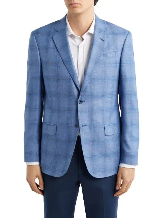 Emporio Armani Plaid Virgin Wool-blend Sport Coat - Blue