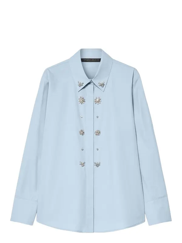 Marina Rinaldi Cotton Embellished Shirt - Blue