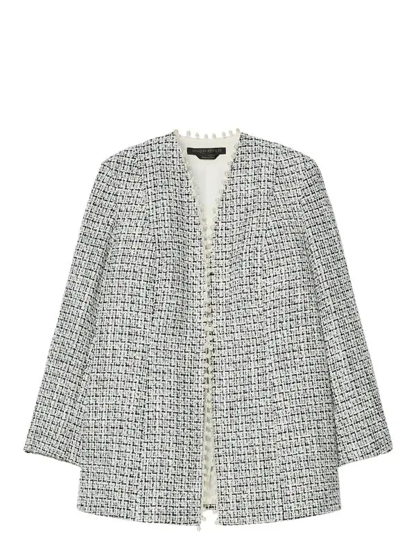 Marina Rinaldi Tweed Embellished Jacket - Blue