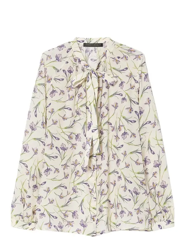 Marina Rinaldi Silk Floral Print Blouse - White