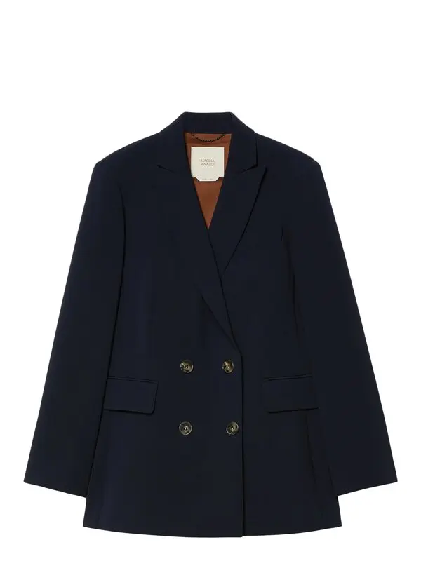 Marina Rinaldi Cady Double-breasted Blazer - Blue