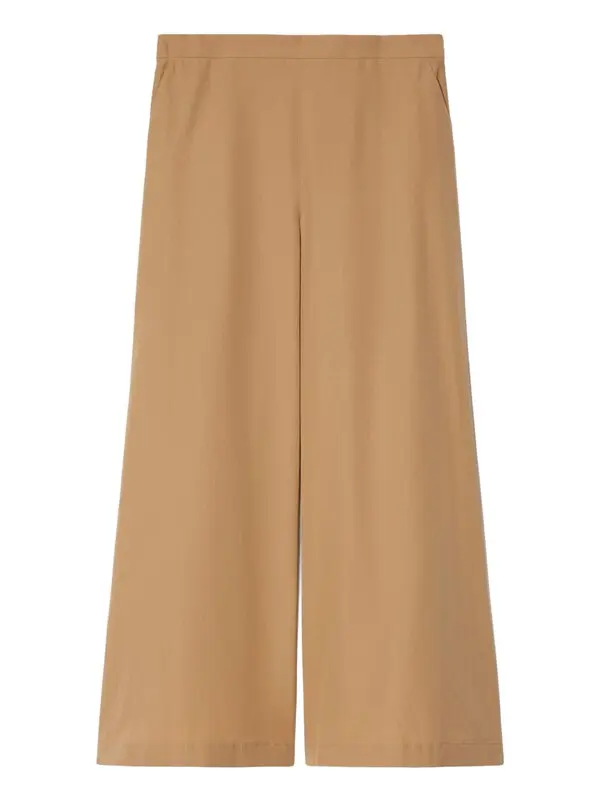 Marina Rinaldi Cotton Poplin Wide-leg Trousers - Beige