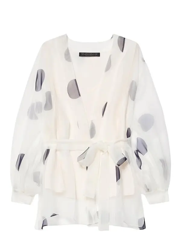Marina Rinaldi Silk Polka Dot Blouse - White