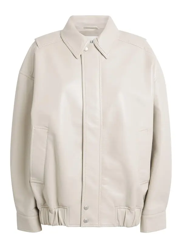 AGOLDE Recycled Leather Aston Bomber Jacket - Beige