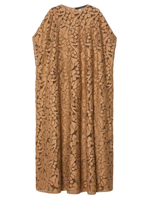 Marina Rinaldi Macramé Lace Maxi Dress - Beige