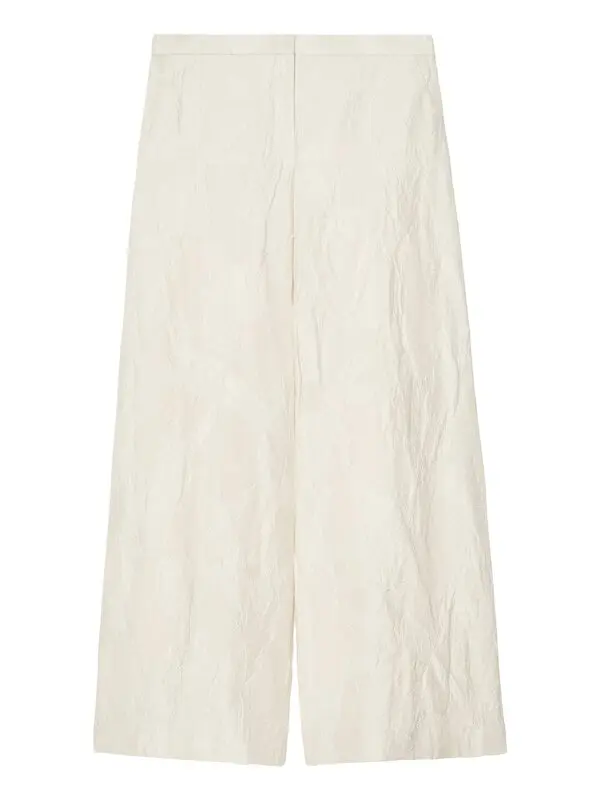 Marina Rinaldi Cotton-linen Textured Trousers - White