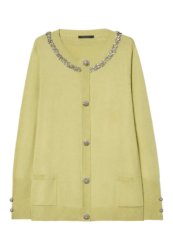 Marina Rinaldi Embellished Round-neck Cardigan - Yellow