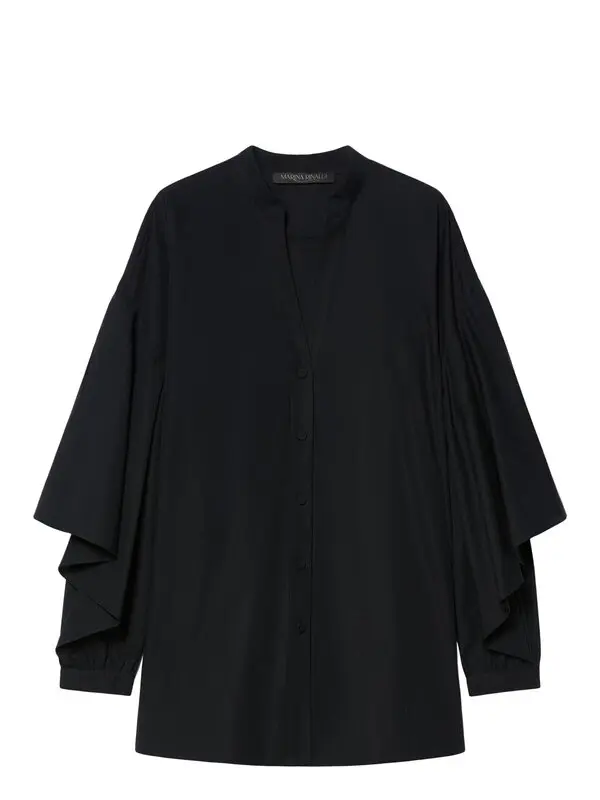 Marina Rinaldi Cotton V-neck Blouse - Black