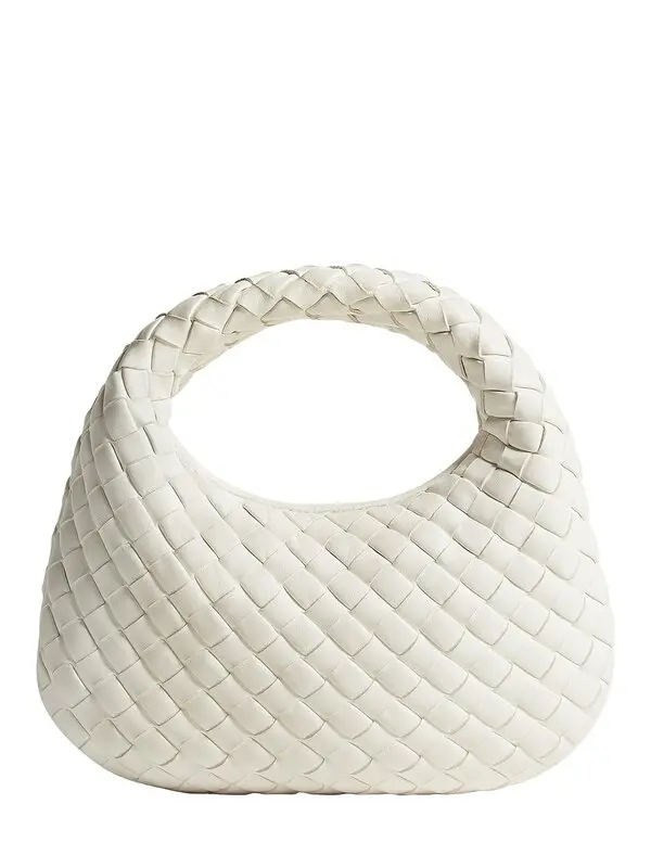 Bottega Veneta Intrecciato Leather Veneta Shoulder Bag - White