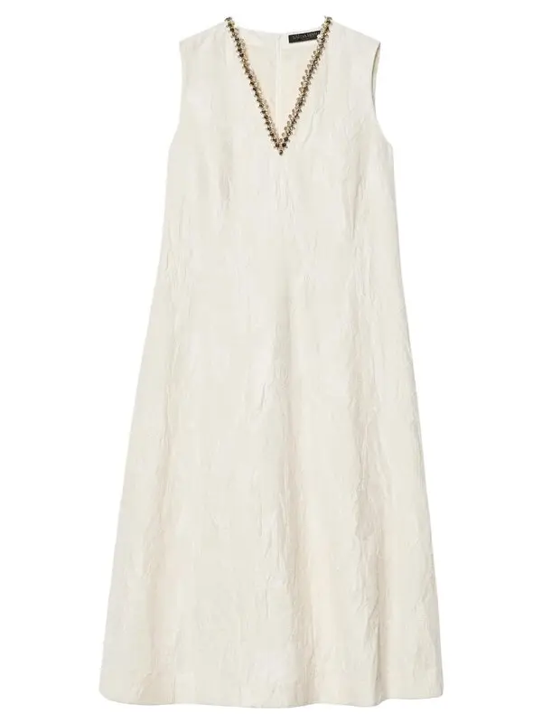 Marina Rinaldi Cotton-linen Flared Midi Dress - White