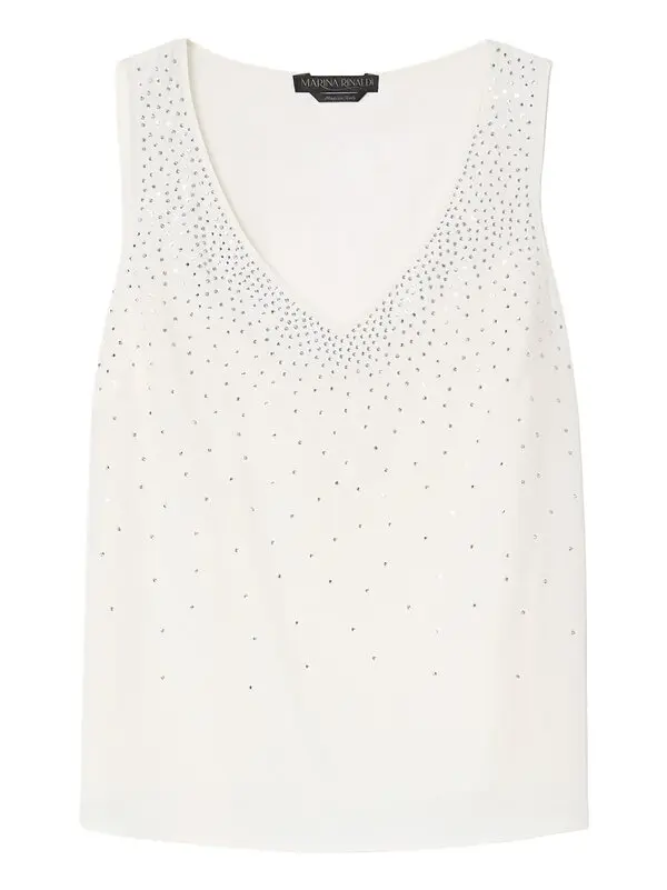 Marina Rinaldi Embellished V-neck Top - White