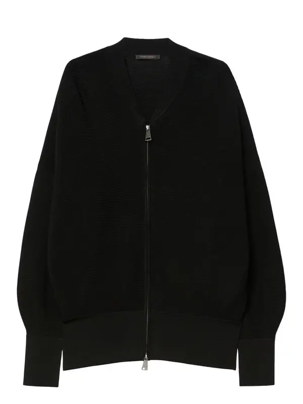 Marina Rinaldi Zip-up Bomber Cardigan - Black
