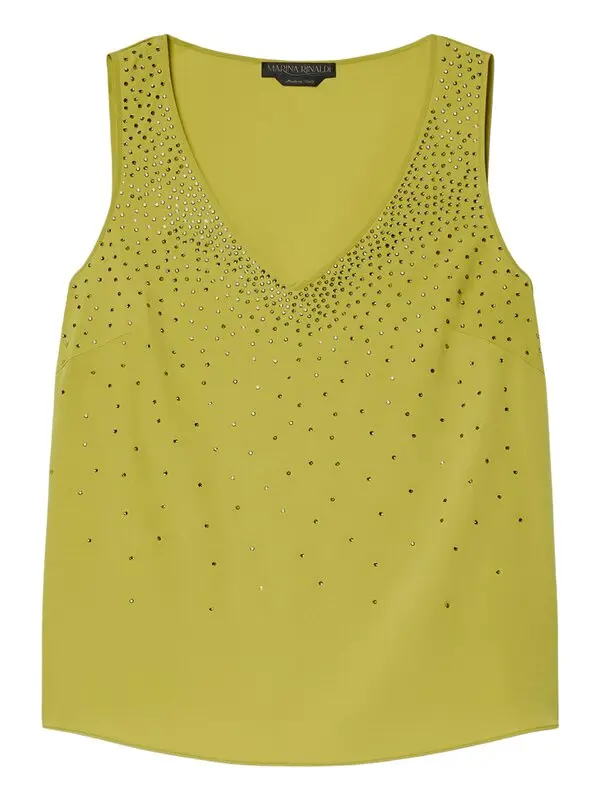 Marina Rinaldi Embellished V-neck Top - Green