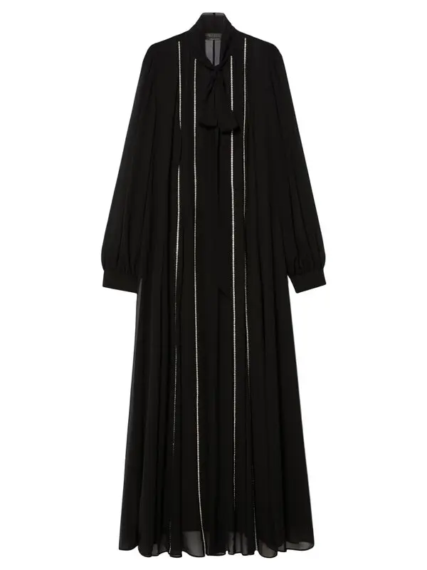 Marina Rinaldi Embellished Pussybow Maxi Dress - Black