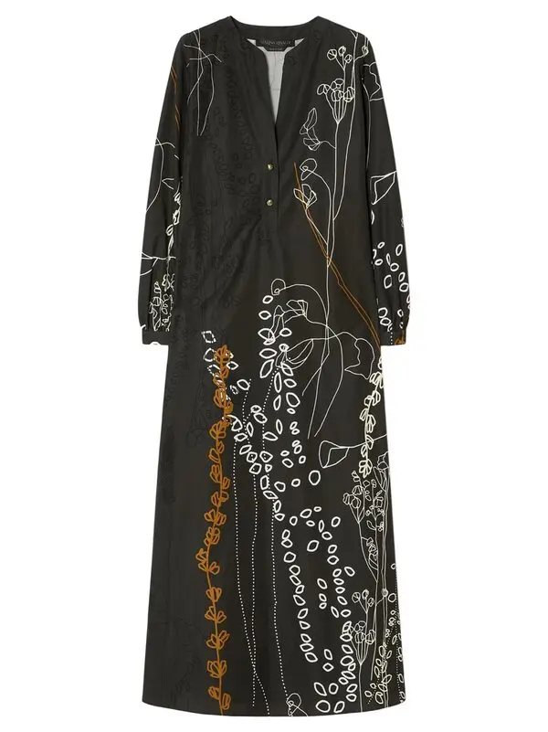 Marina Rinaldi Printed Cotton Maxi Dress - Black