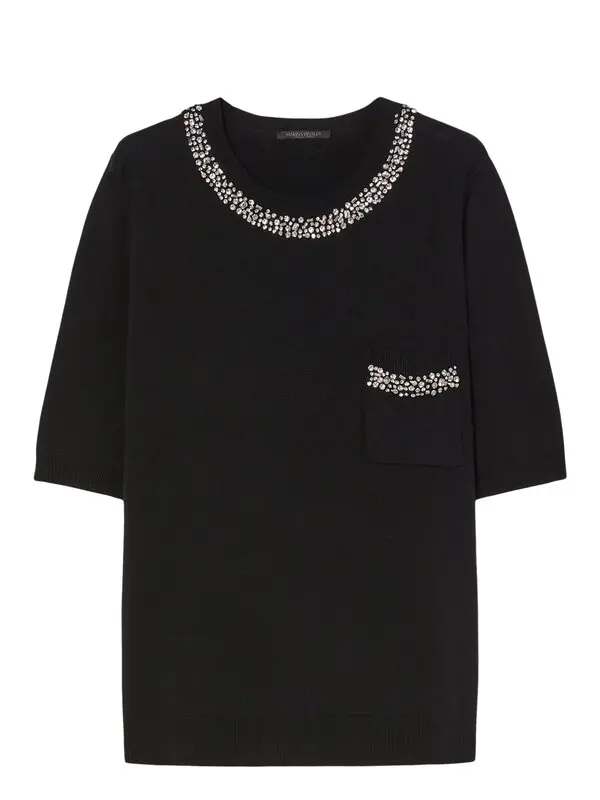 Marina Rinaldi Embellished Short-sleeve Sweater - Black
