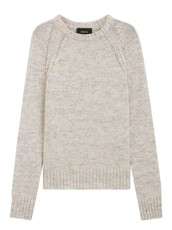 BOSS Cashmere-wool Tweed-effect Sweater - White