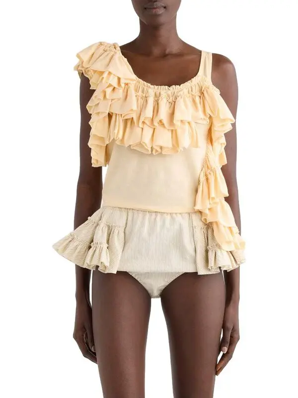 Dries Van Noten Ruffled Mousseline Top - Ivory