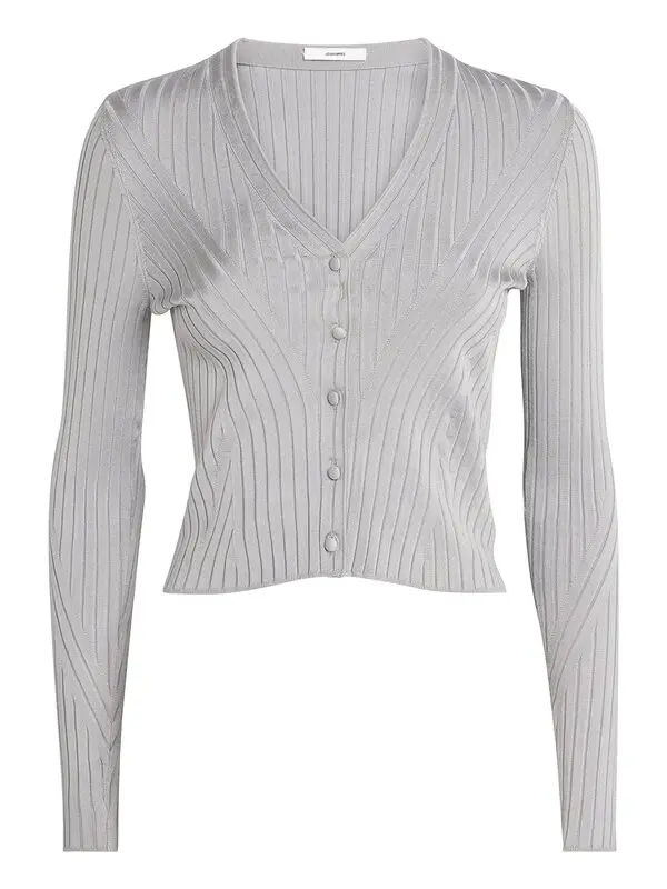 Adam Lippes Rib-knit V-neck Cardigan - Silver