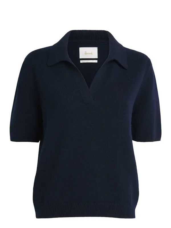 Harrods Cotton-cashmere Collared Sweater - Navy