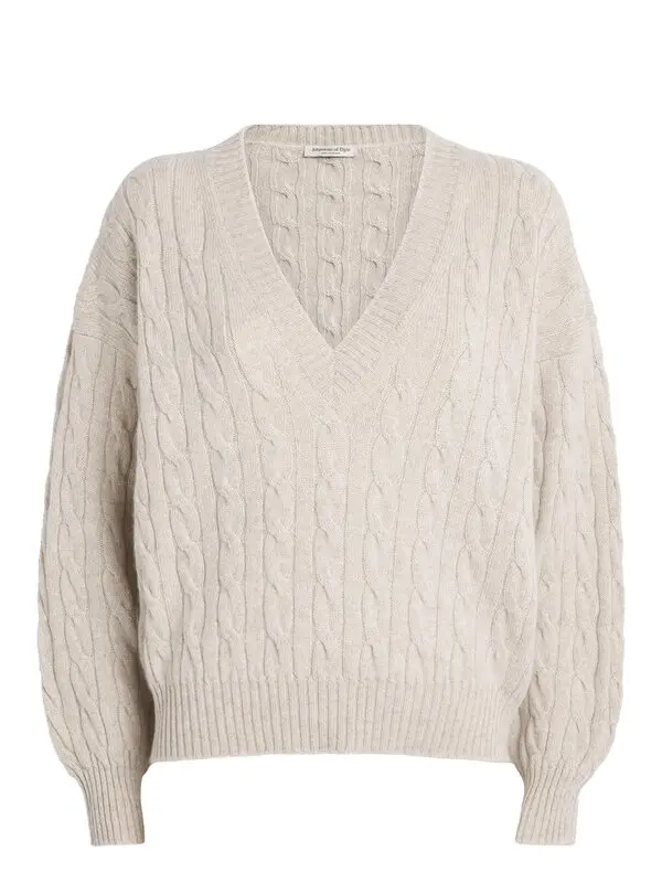 Johnstons Of Elgin Cashmere Cable-knit Kylesku Sweater - Grey
