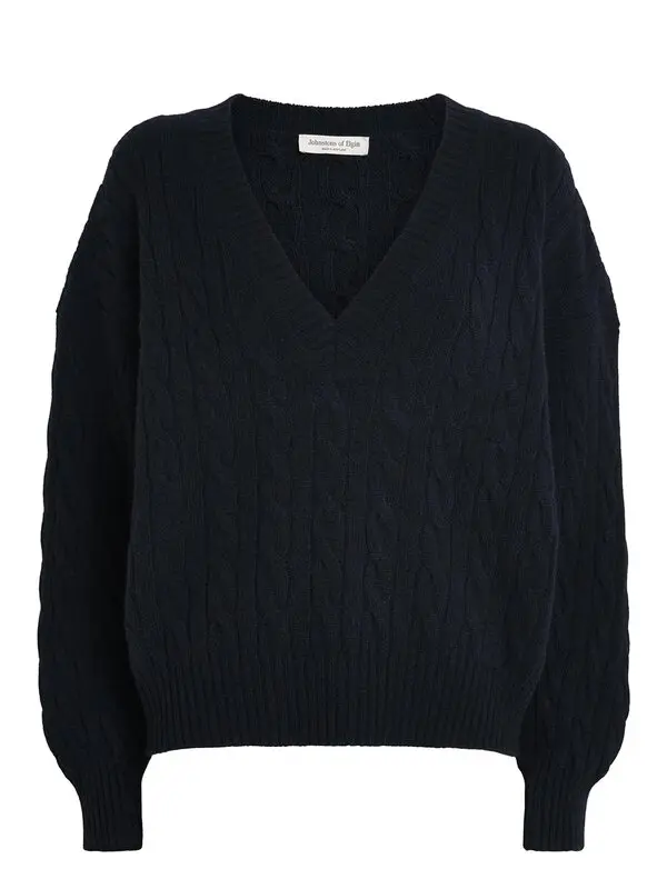 Johnstons Of Elgin Cashmere Cable-knit Kylesku Sweater - Black