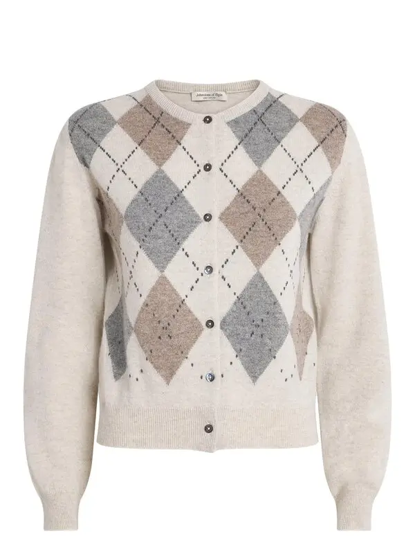 Johnstons Of Elgin Cashmere Argyle Clan Cardigan - Grey