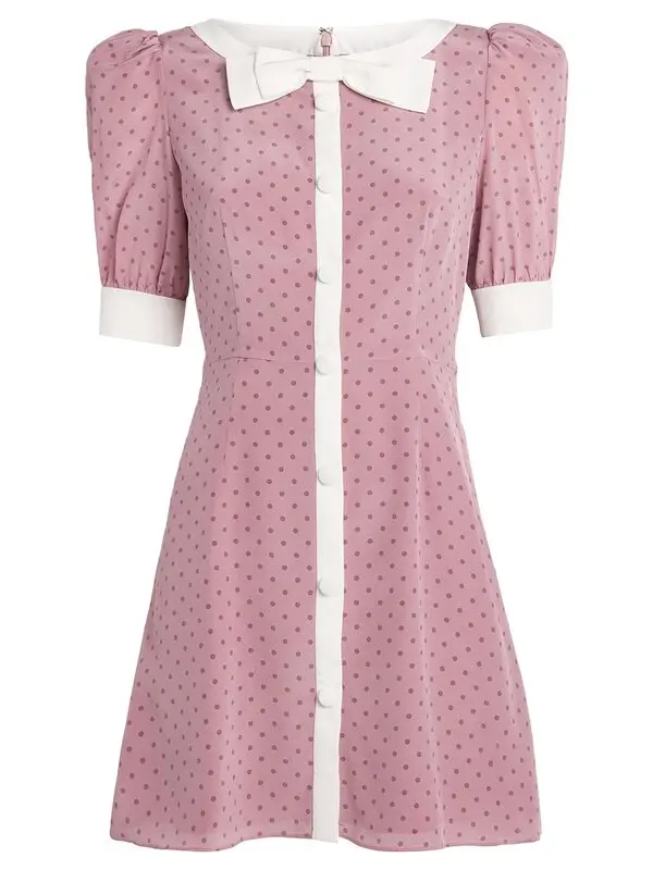 Alessandra Rich Silk Bow-embellished Mini Dress - Pink