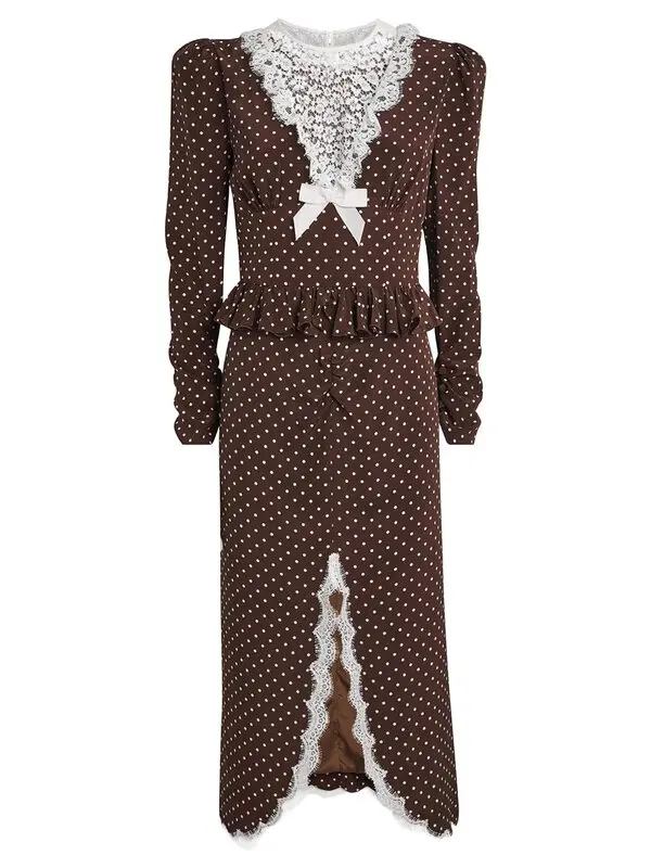 Alessandra Rich Silk Polka-dot Mini Dress - Brown