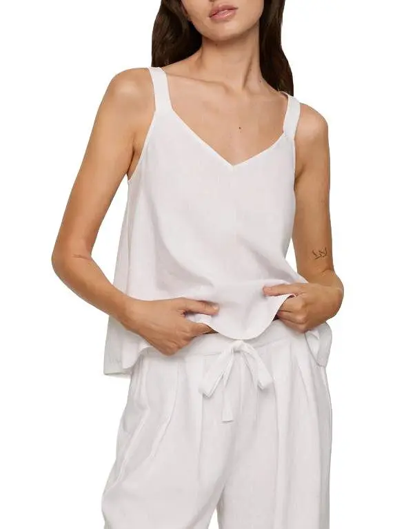 Eberjey Linen Blend V-neck Camisole - White