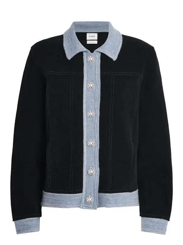 BARRIE Cashmere-blend Suede-effect Denim Jacket - Black