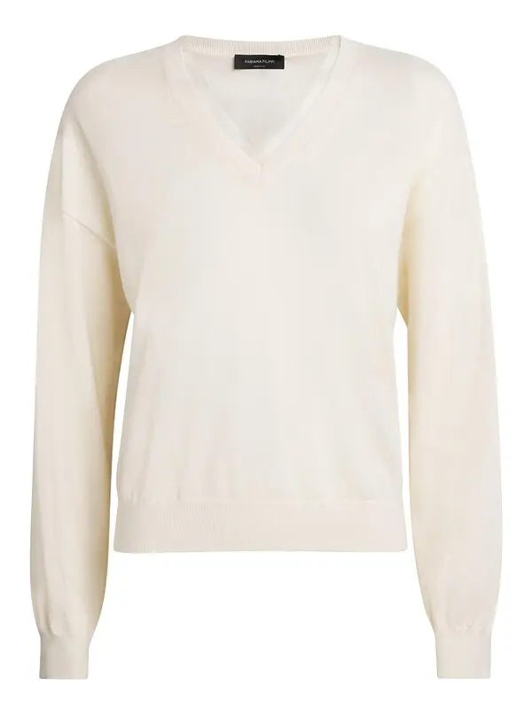 Fabiana Filippi Wool-cotton V-neck Sweater - Ivory