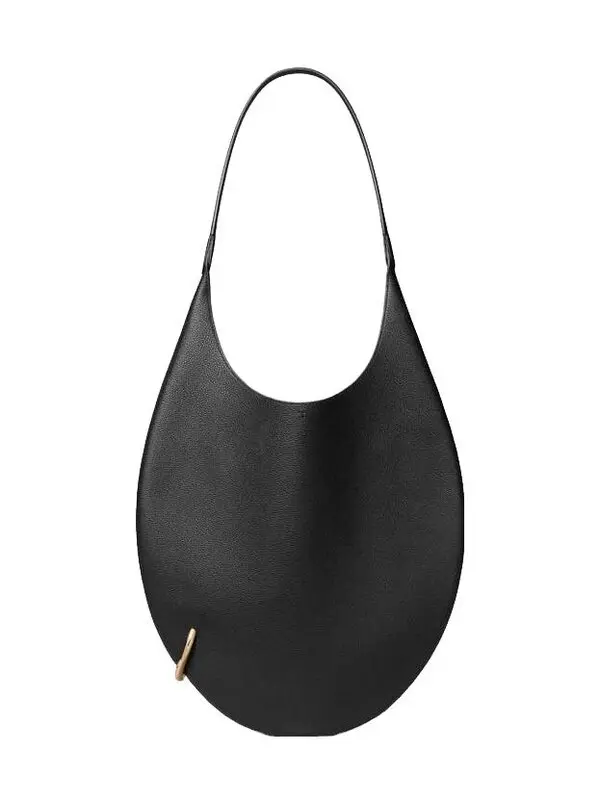 Tory Burch Pierced Soft Leather Shoulder Bag - Black